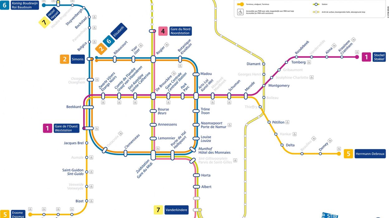 Métro Bruxelles: le plan interactif des 51 stations ouvertes de 7h à ...
