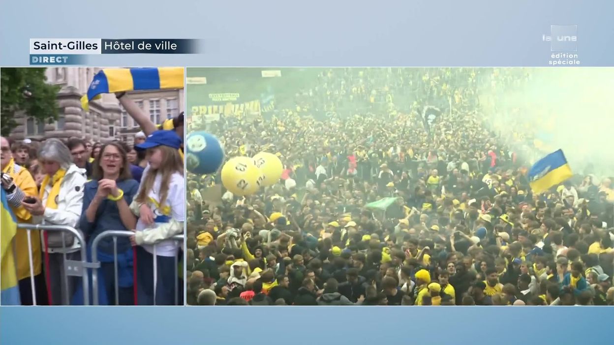 L’Union championne de Belgique : Saint-Gilles explose de joie, les joueurs au balcon de l'hôtel ...