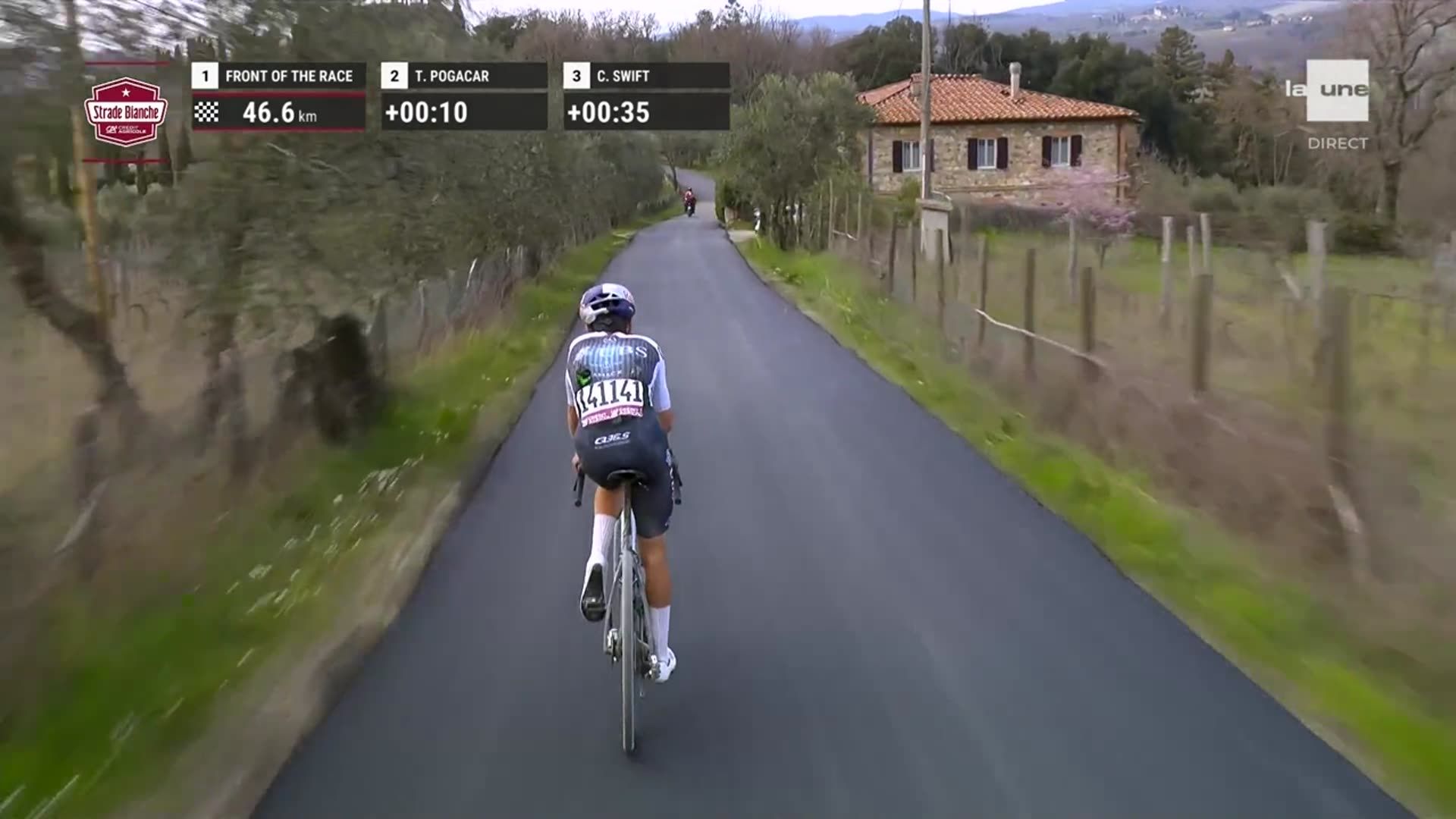 Tom Pidcock attend Tadej Pogacar après sa chute - Beau geste de fair-play aux Strade Bianche ...